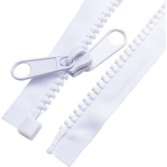 Lot de 2 grandes fermetures éclair séparées en plastique blanc de 101,6 ...