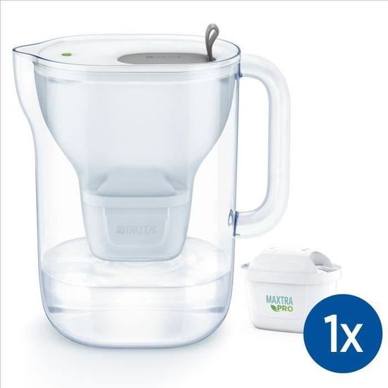 BRITA Carafe filtrante Style XL grise (3,6L) inclus 1 cartouche ...