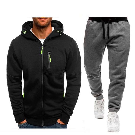 ENSEMBLE DE VETEMENTS Survêtement Homme Ensemble Jogging Sweats Capuche Et Sport Pantalons ...