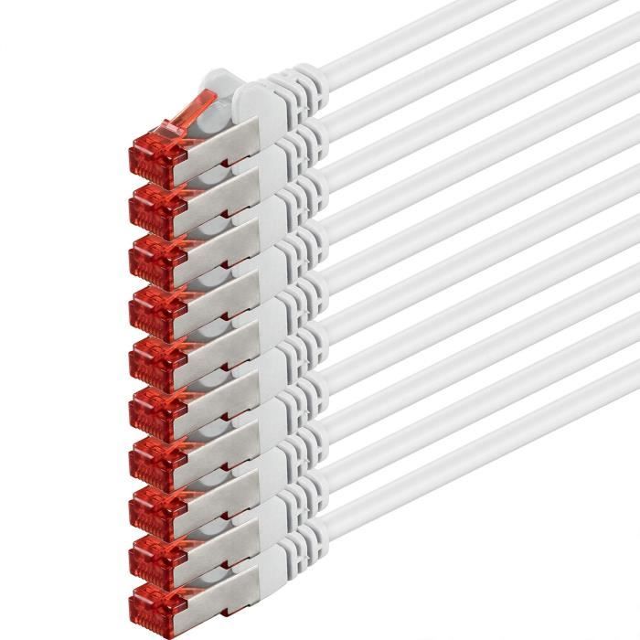3m - Blanc - 10 pièces - CAT6 Câble Ethernet Set - Câble Réseau RJ45 10 ...