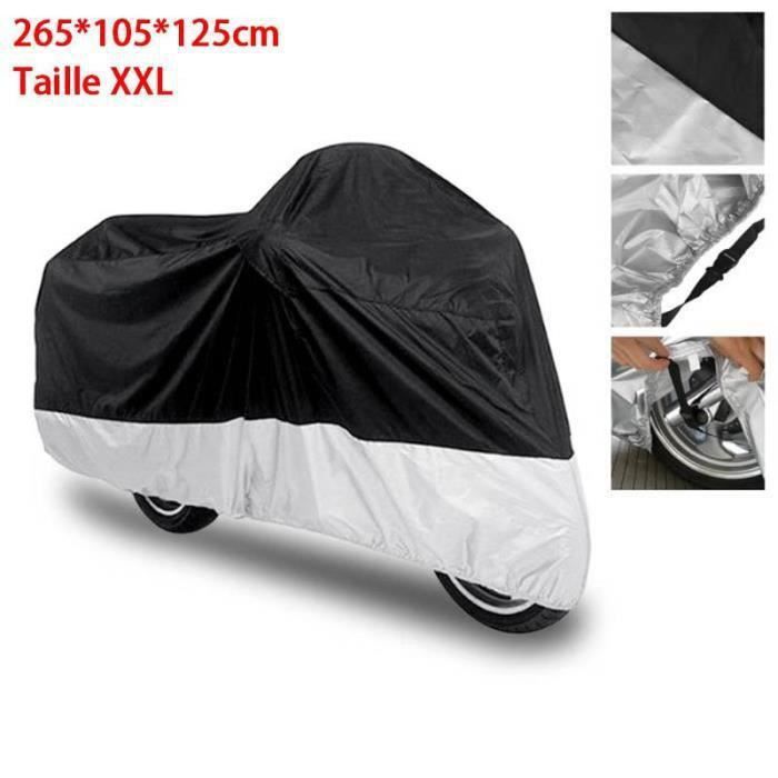 Bâche pour Moto Housse-bache moto scooter Etanche 265x105x125cm Noir ...