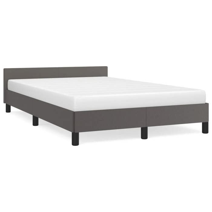Lit adulte - 120x200 cm, lit double, Cadre de lit avec tête de lit Gris ...