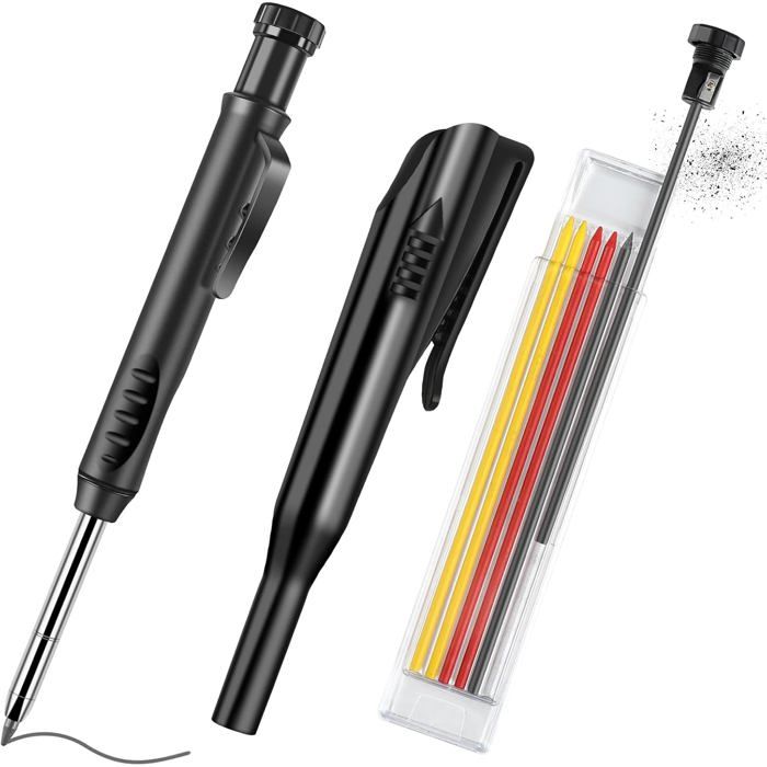 Crayon Chantier Avec 7 Recharges Et Taille-Mine,Crayons De Charpentier ...