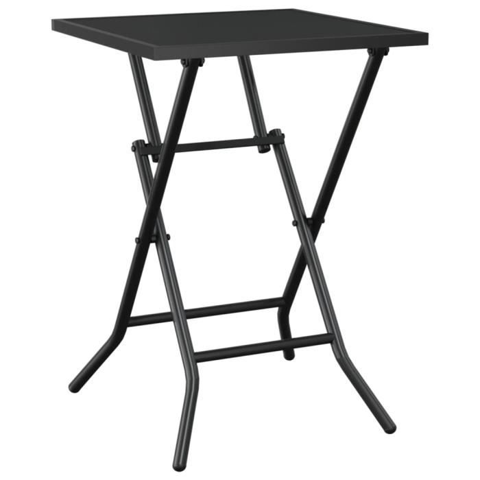 LAI Table de jardin pliable anthracite 50x50x72 cm maille d'acier 11609 ...