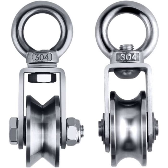 Poulie Roues Roulement Poulie 1Pc Acier Inoxydable Muet Suspension Roue Poulie Fixe Arbre De ...