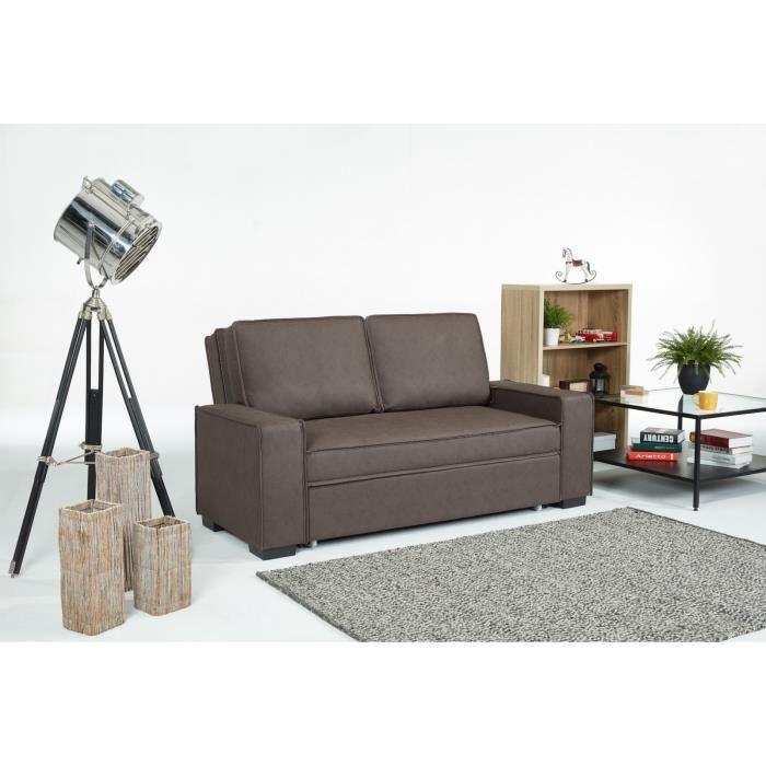 Canapé convertible 3 places en tissu marron - ROAM - Contemporain ...
