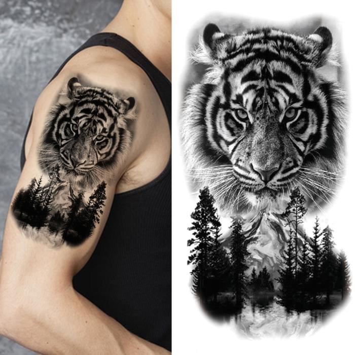 Corps - Tatouage,Tatouages temporaires couronne Lion croix, pour hommes ...
