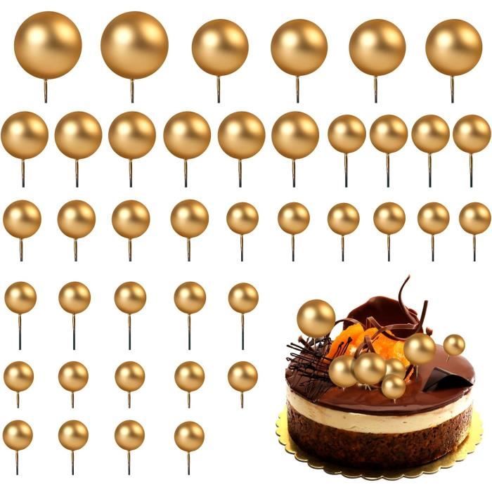40 Pièces Boule Décoration Gâteau Or Rondes Mini Gâteaux Boules Ballon ...