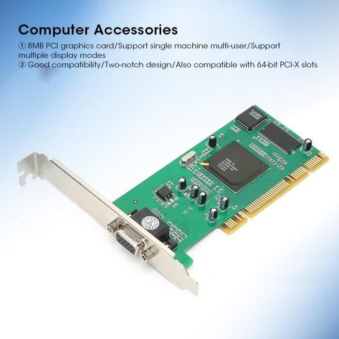 DT04389-Carte Graphique Accessoires d'Ordinateur de Bureau VGA PCI 8MB ...