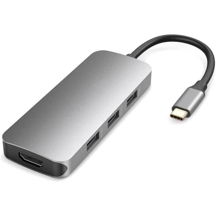 HUB USBC Multiport 7en-1 en Aluminium, avec 100W Power Delivery, Port ...