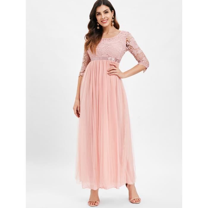 Robe Debutante Vintage Dentelle Couleur Pure Rose - Cdiscount Prêt-à-Porter
