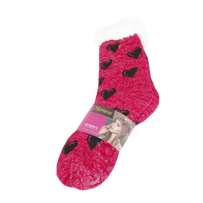 Chausson chaussette Femme - SULLIVAN - Motifs coeurs - Socquettes ...