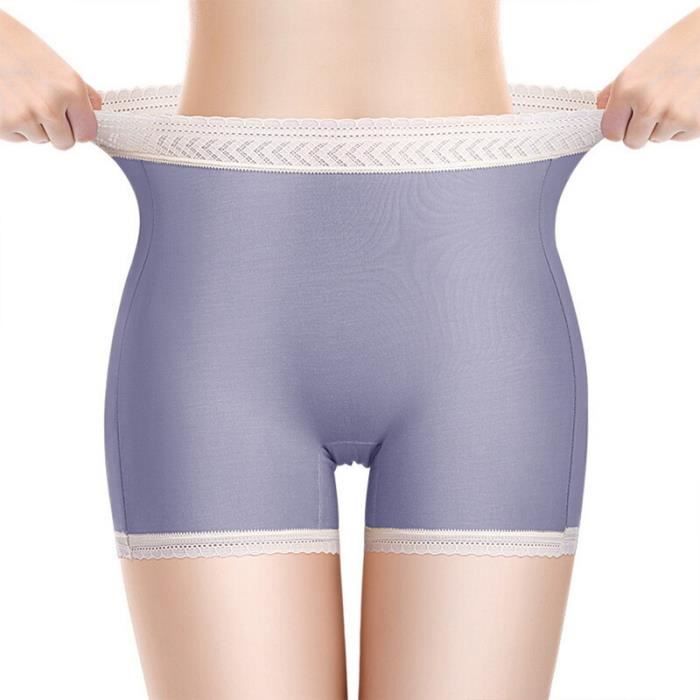 Sous-vêtement,Short de sécurité sans couture pour femmes,culotte taille haute,en soie glacée ...
