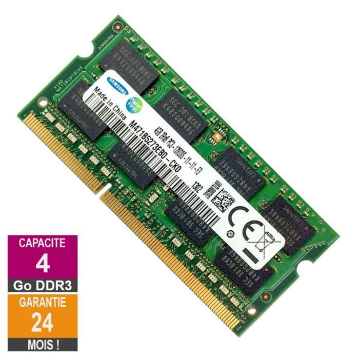 Barrette Mémoire 4Go RAM DDR3 Samsung M471B5273EB0-CK0 SO-DIMM PC3-12800 1600MHz 2Rx8 ...