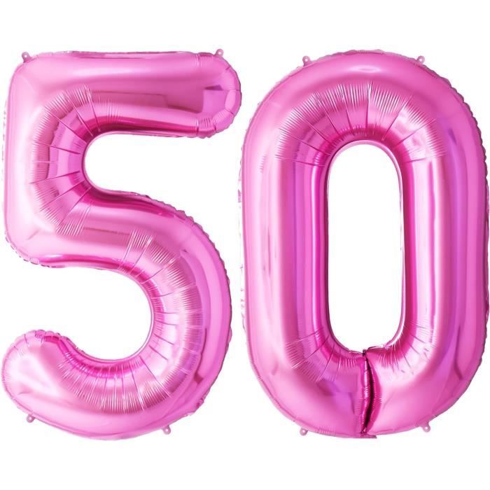 Ballons Anniversaire 50 Ans Couleur Rose De 100Cm \U2013 Décoration ...