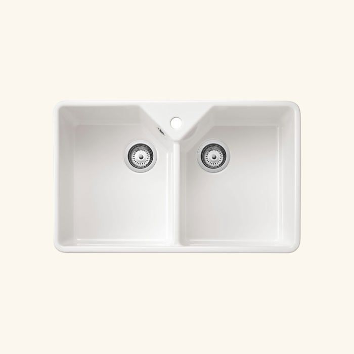 Evier Farmhouse 2 cuves avec vidage couleur blanc - Cdiscount Bricolage