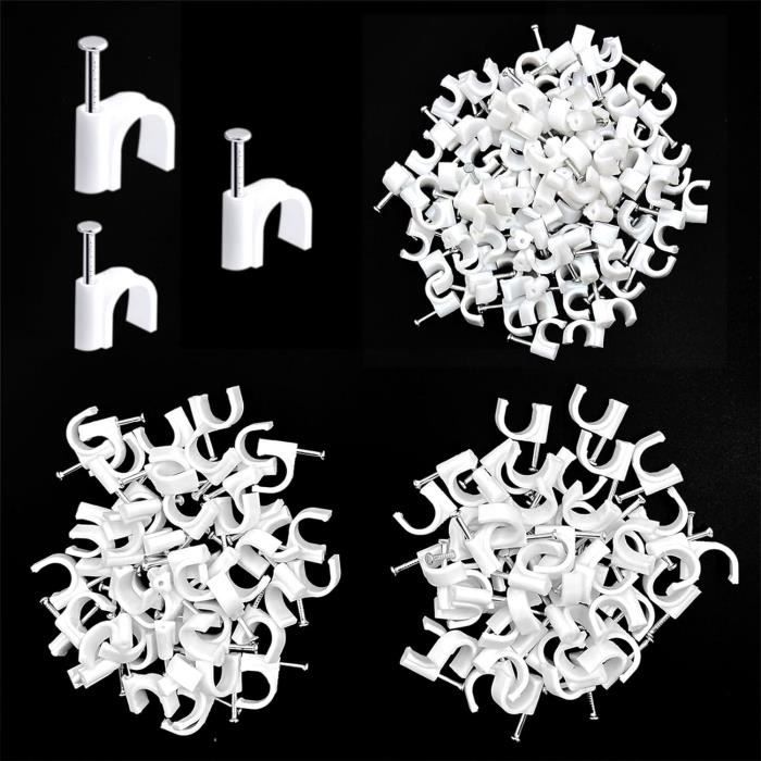 300 Pièces Attache Câble Ronde, Clips De Câble, Attache Cable Mur ...