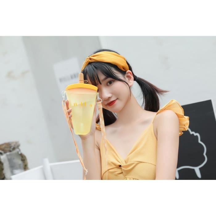 GOURDE,Yellow Orange-320ml--Bouteilles'eau en plastique 320ml, pastèque, crème glacée, jolie ...