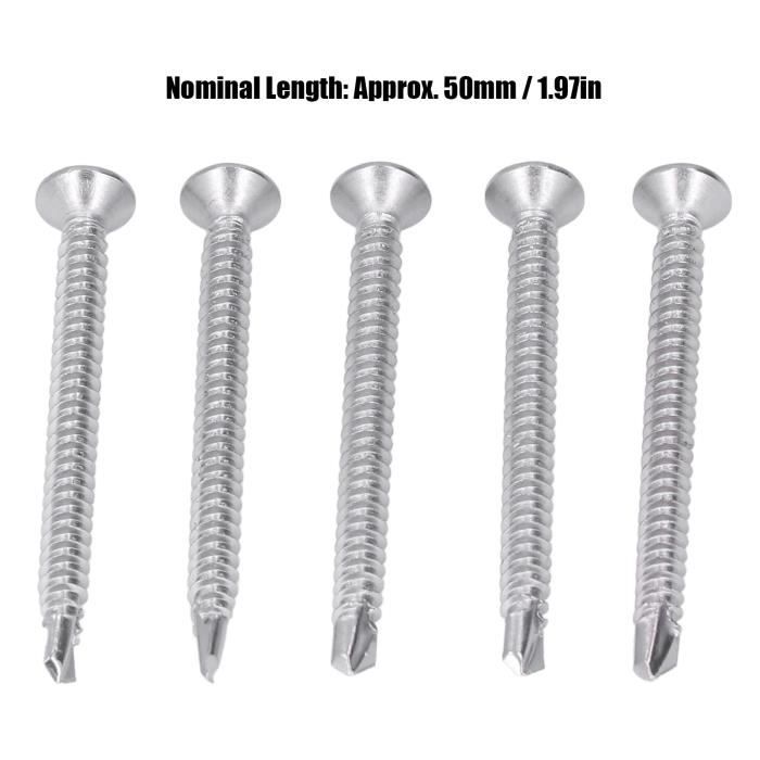 ZER-Vis autoperceuses - 200 pcs vis auto-perceuse tête fraisée en acier inoxydable 410 longueur ...