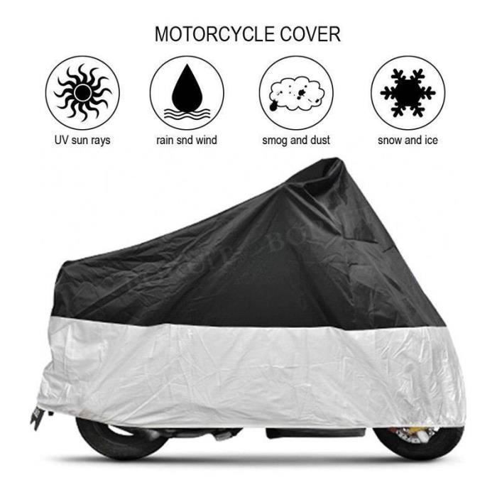 Bâche pour Moto Housse-bache moto scooter Etanche 265x105x125cm Noir ...