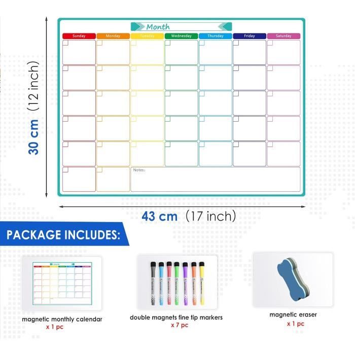 Planning Mensuel Tableau Blanc Magnétique A3 Pour Réfrigérateur ...