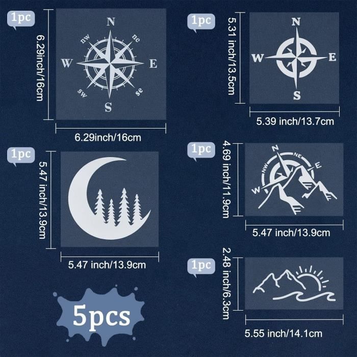 5 Feuilles 5 Styles Boussole Voiture Autocollants Et Décalcomanies ...