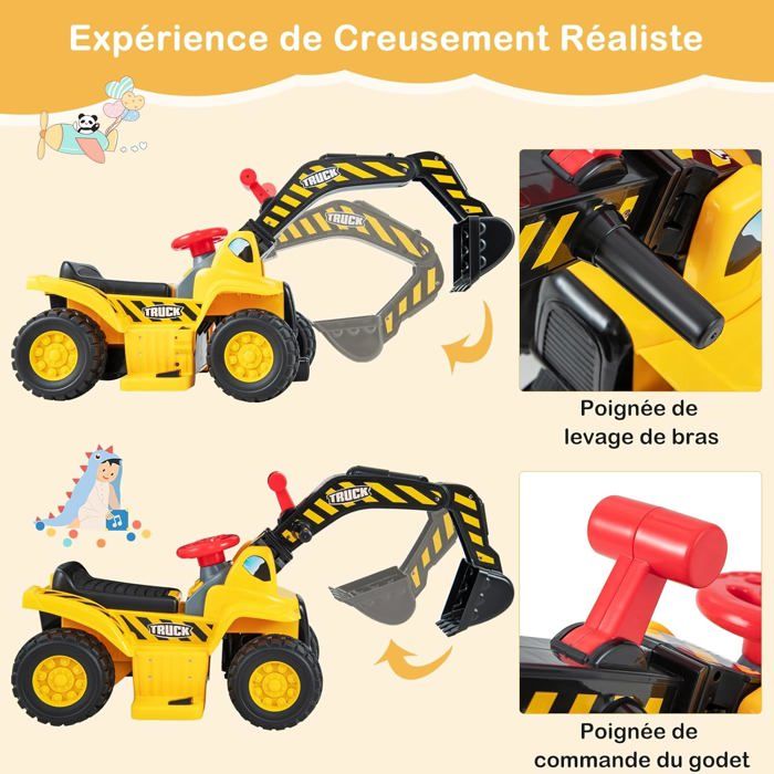 GOPLUS Bulldozer Electrique Enfant 2 Ans+ 6V avec Godet Creusement ...