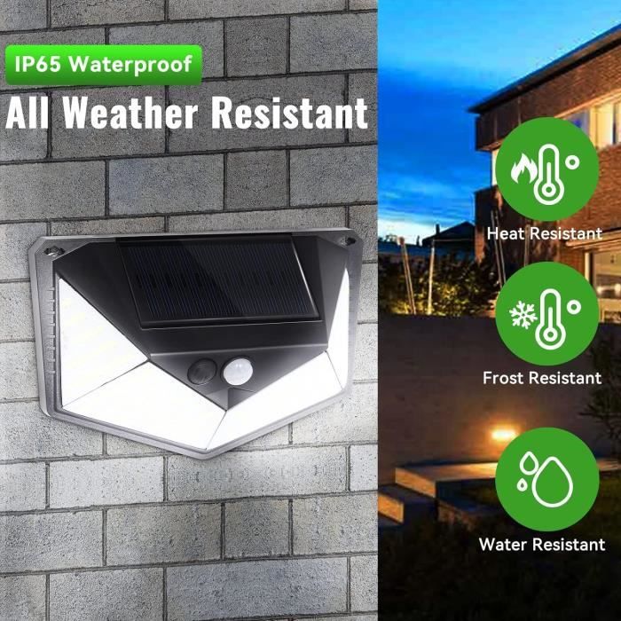 Lot De 2 Appliques Murales Solaires D'Extérieur 220 Led Avec Détecteur De Mouvement Pir,3 Modes ...