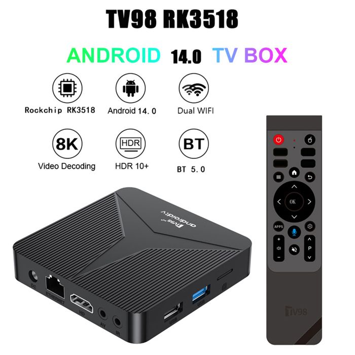 Android 14.0 TV Box, Boîte de Streaming 8K Ultra HD, 2.4G & 5G WiFi ...