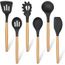 Lot de 6 ustensiles de cuisine en silicone antiadhésif avec poignée en bois - Résistants à la ...