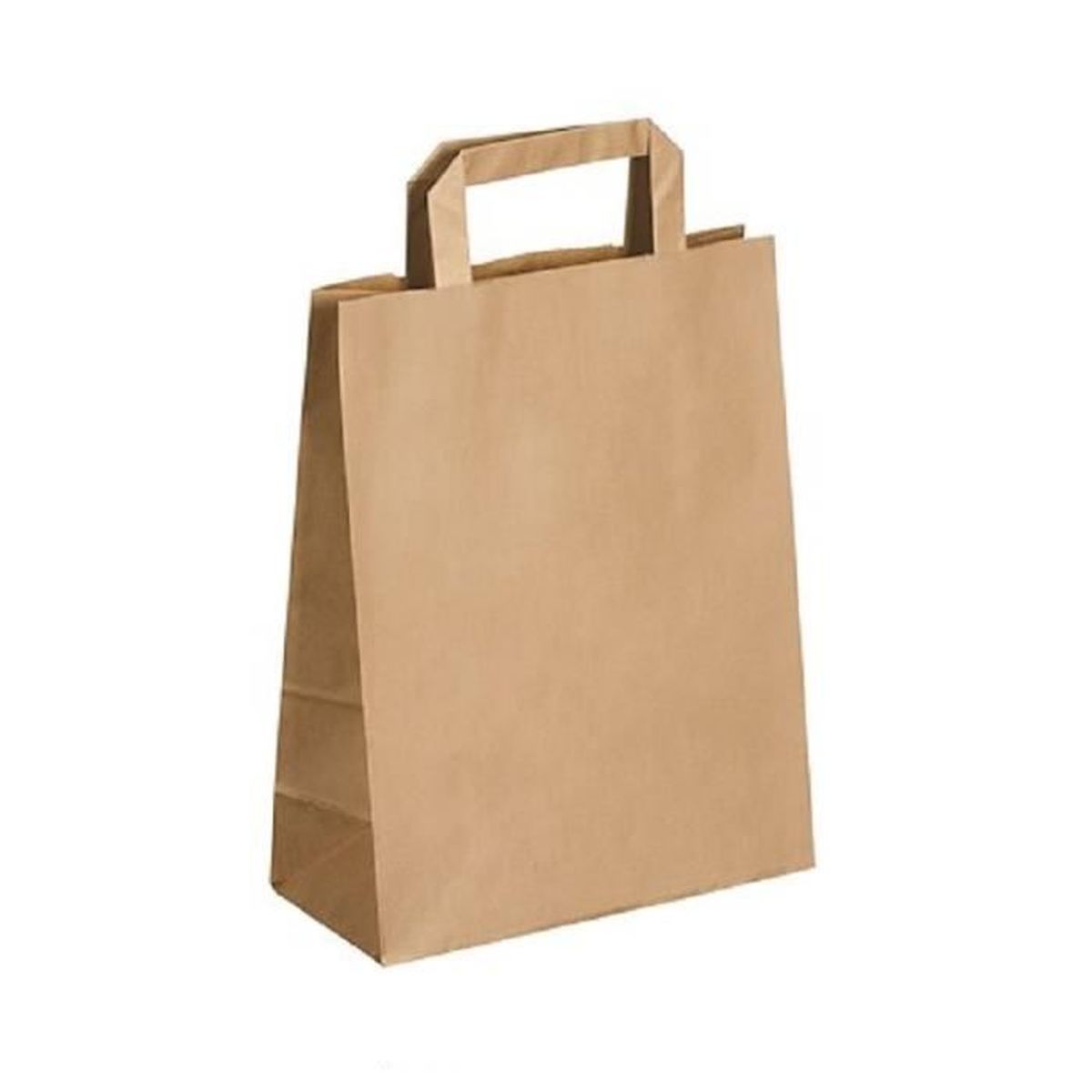100 Sac En Papier – Poignée Plat - 26X14X33 - Papier Kraft Marron -%100 ...