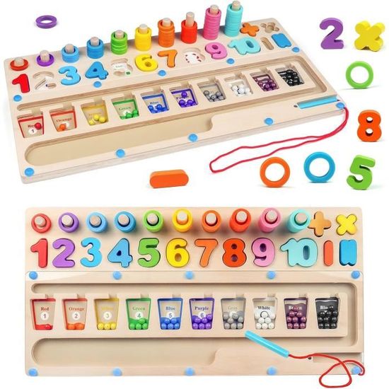 Montessori Toys for 3 Year Old,3 in 1 Magnetic Color and Number Maze ...