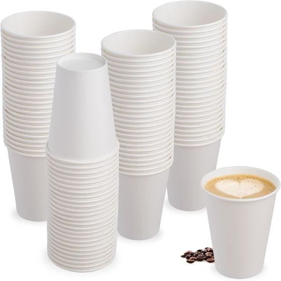 Lot De 100 Gobelets Jetables En Papier À Paroi Unique Pour Boissons ...