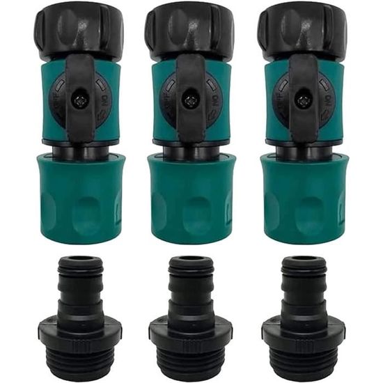 Connecteur Rapide Pour Tuyau D'Arrosage Avec Vanne D'Arrêt, Raccords À Connexion Rapide 3-4 ...