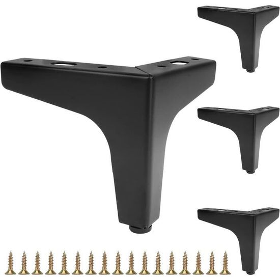 4 Pieds De Meubles 10Cm Pieds De Canapé Noir Pieds De Table Basse Métal Pied De Meuble Charge ...