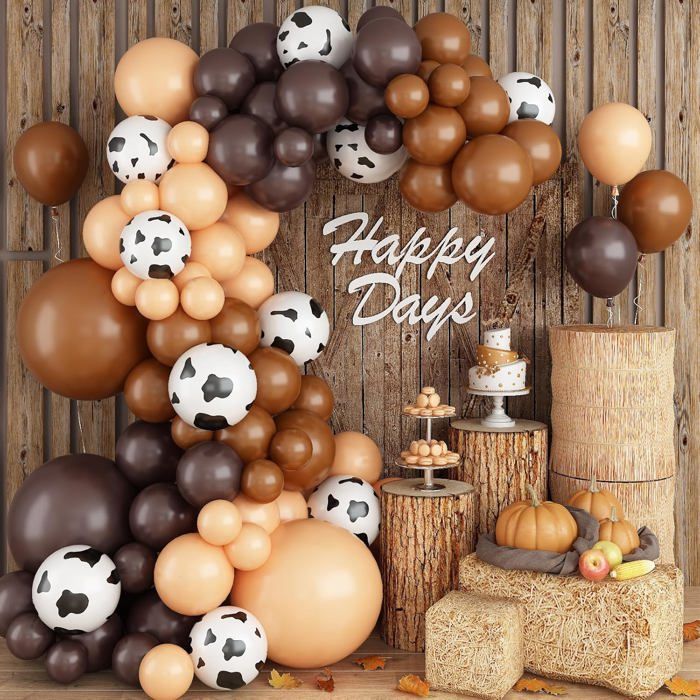 Kit D'Arche De Ballons Imprimé Vache 128 Pièces, Marron, Nude, Abricot ...