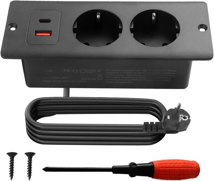 Prise Encastrable Plan De Travail Avec Usb C Pd20W Double Prise ...