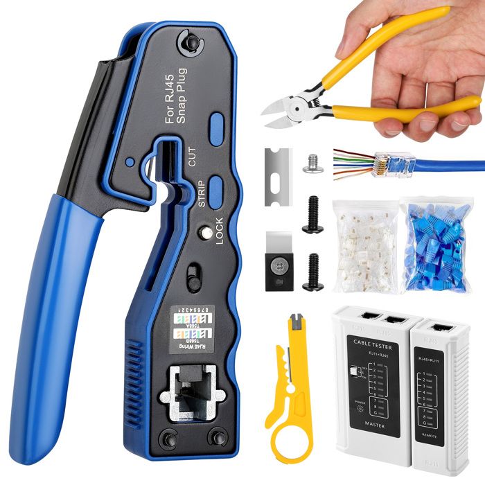 RJ45 Pince à Sertir Kit d'Outils de Sertissage RJ45 Réseau avec 50Pcs ...