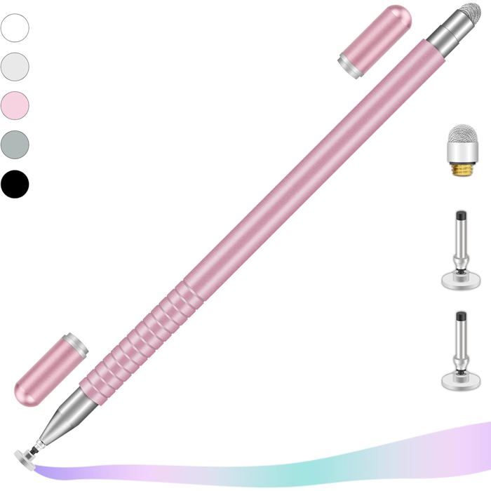 Stylet universel 2 en 1 - ARNUSA - Or rose - 14,6x0,9 cm - 2 capuchons ...