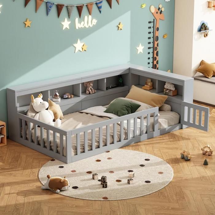 Canape lit 90x200 cm avec prise électrique et port USB, Lit enfant avec ...