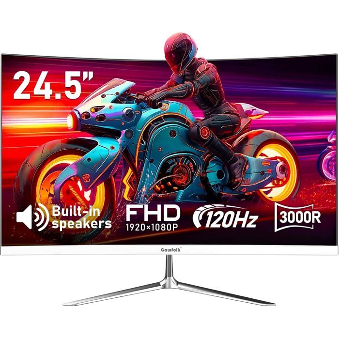Écran PC incurvé gaming - LEVYS - 24,5 pouces - 120 Hz - 3000R - FHD ...
