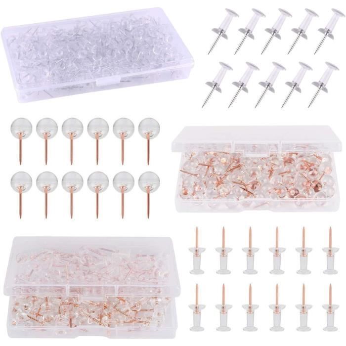 Punaises Tableau Liège, 500 Pcs Punaises en Plastique Transparent ...