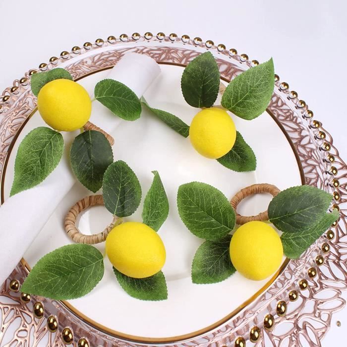 Lot de 4 ronds de serviette en forme de citron, faits à la main ...