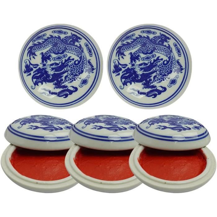 5 Pièces Rouge Tampon Encreur Calligraphie Sceau Peinture Pâte D'encre ...