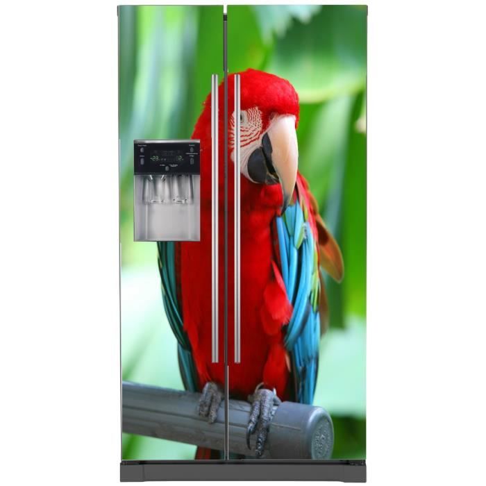 Stickers frigo américain Perroquet - Dimensions:100x180cm fond:Fond ...