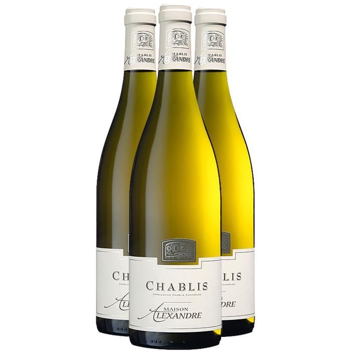 Chablis Blanc 2021 - Lot de 3x75cl - Domaine Alexandre - Vin AOC Blanc ...