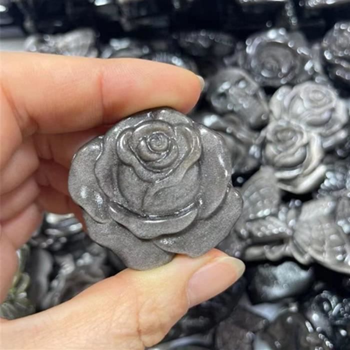 Naturel Sheen Sheen Silver Obsidienne Quartz Ornements Chouette Statue ...