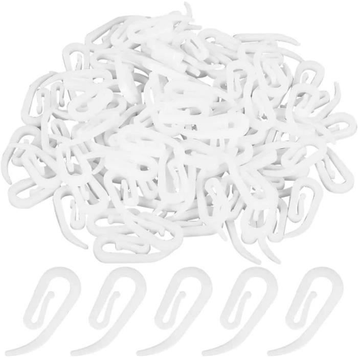 Crochet Rideau Rail, Crochets De Rideaux En Plastique Blanc, 100 Pcs ...