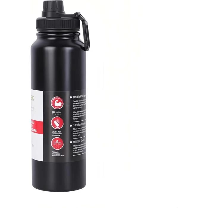 Bouteille D'Eau Isotherme De 1 L Avec Paille - Bouteille D'Eau En Métal ...