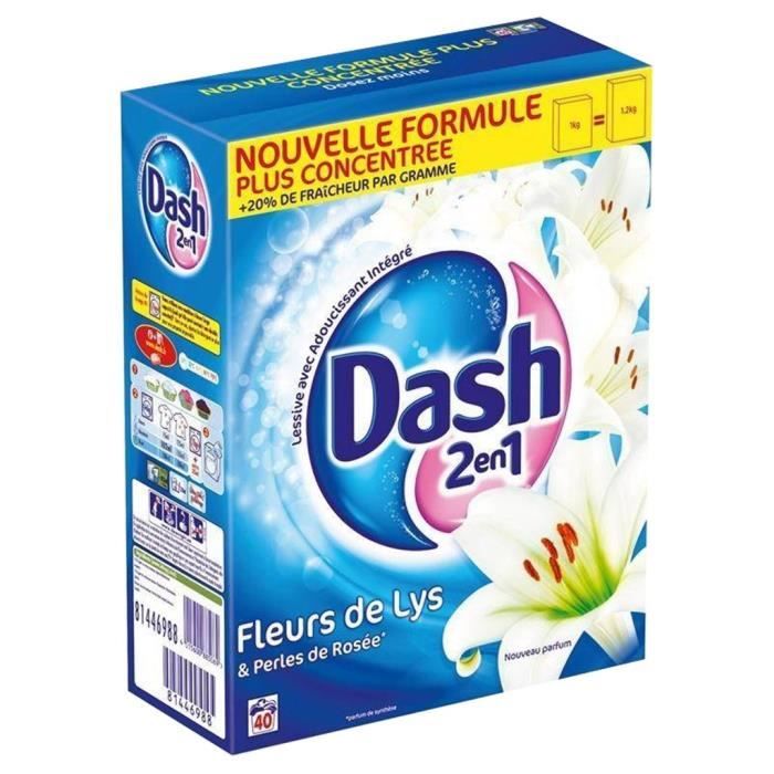 Dash Poudre 2en1 Fleurs De Lys et Perles De Rosée 2,6Kg 40 Doses (lot ...